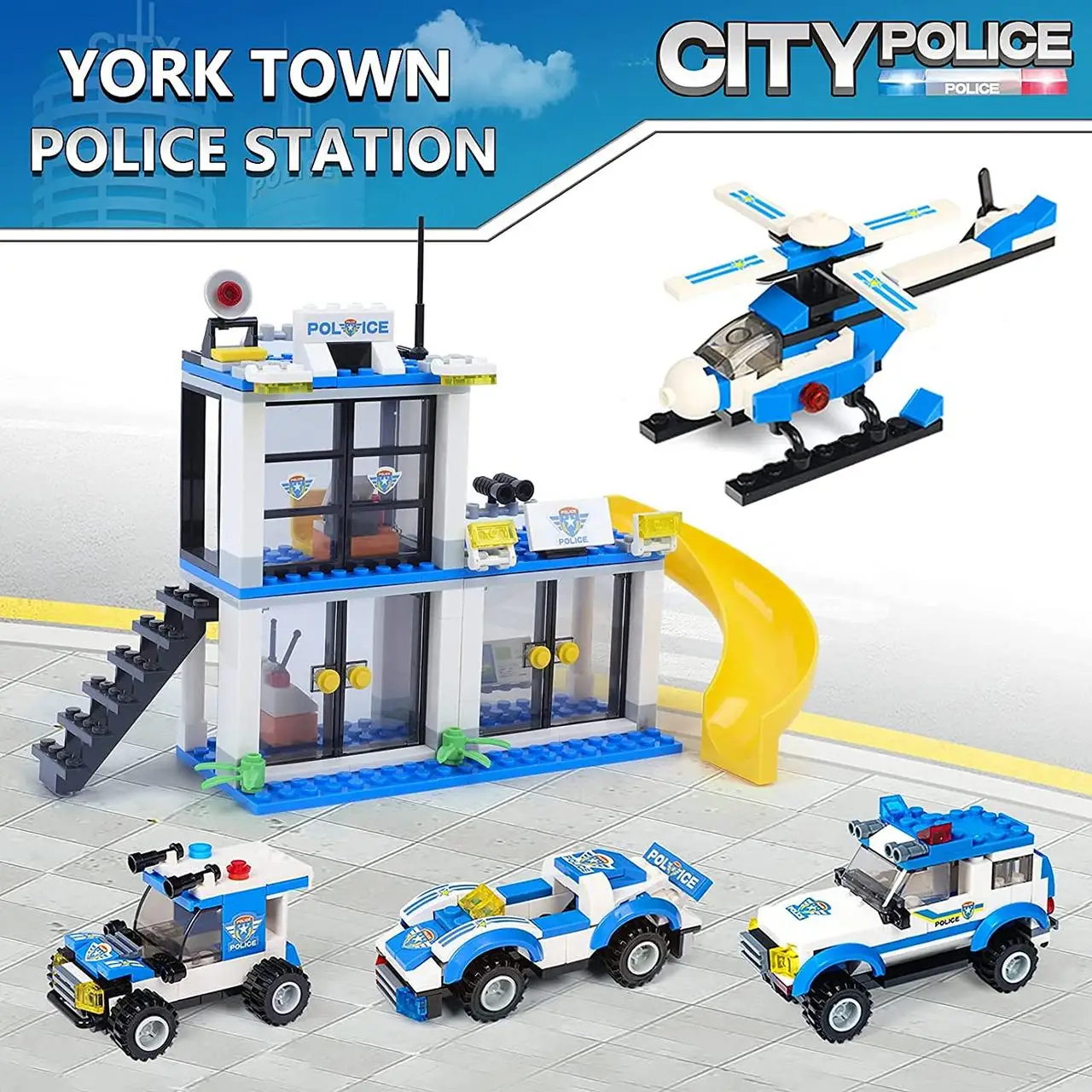 Police Station Building Block Sets 60318 Police Truck Helicopters City ...