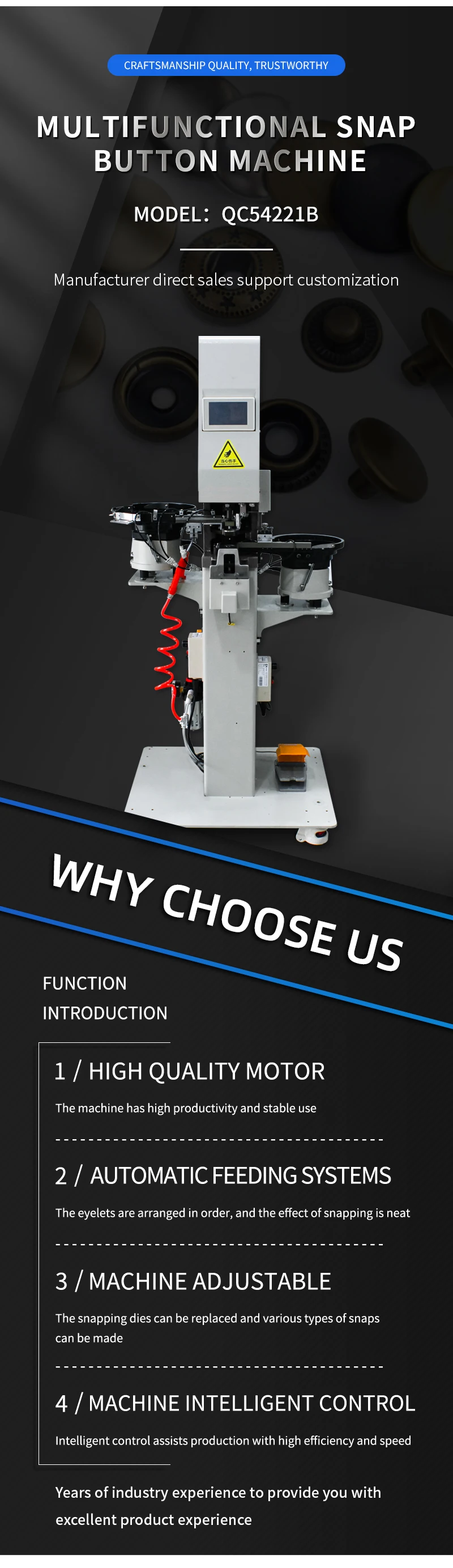 Automatic Multiple Functions Snap Button Fastener Fixing Machine For ...