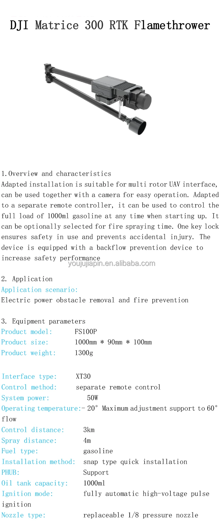 Matrice 300 RTK Flamethrower Drones for Fire Fighting & Obstacle ...