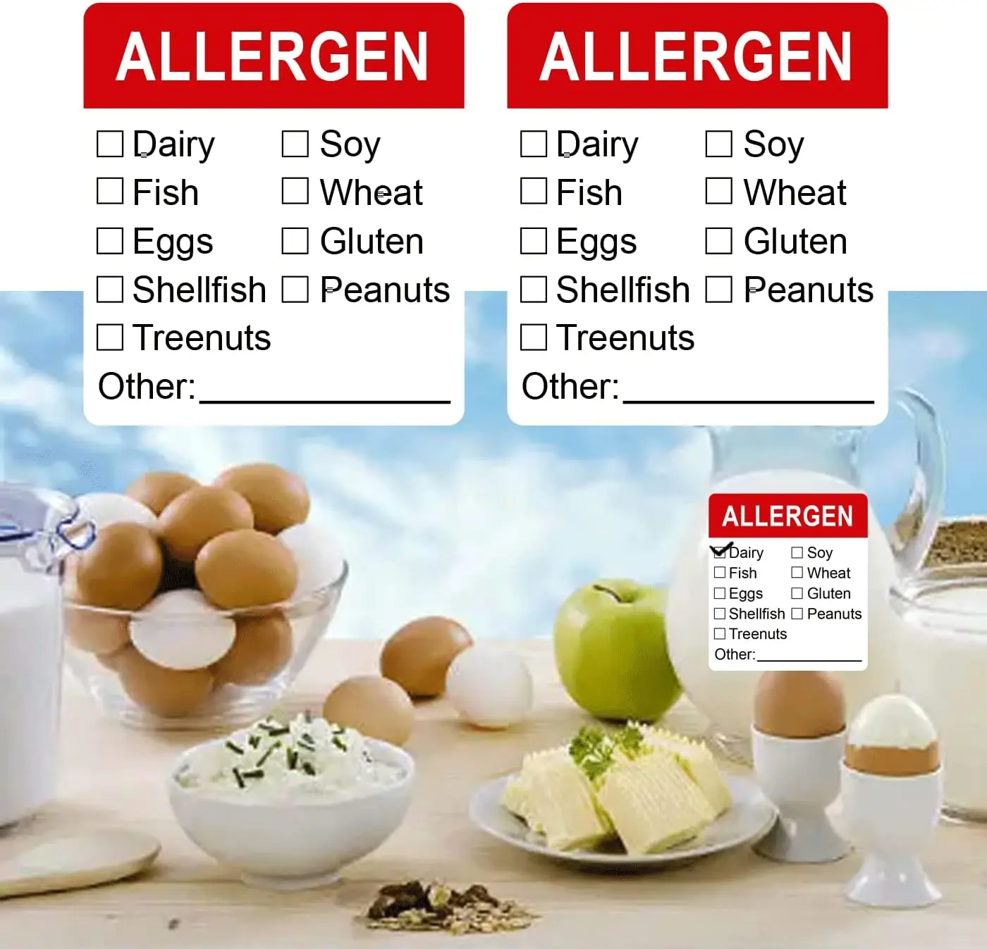 Food Rotation Labels Allergen Warning Label 300 Pcs Adhesive Allergy ...