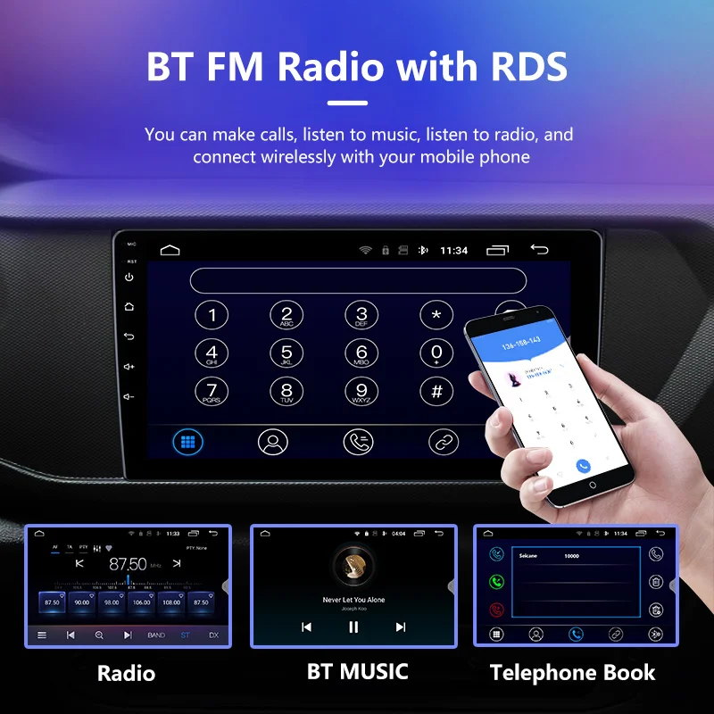 Universal 7 9 10 Inch Double 2 Din Touch Screen Radio Android 9 ...