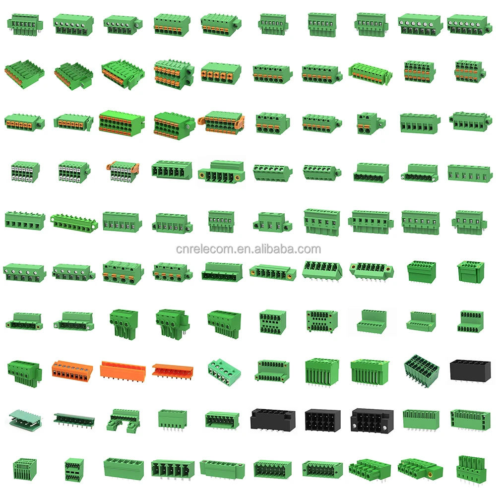 Screw Terminal Block Wire Straight Pin 26-14AWG Cable Connector Green ...