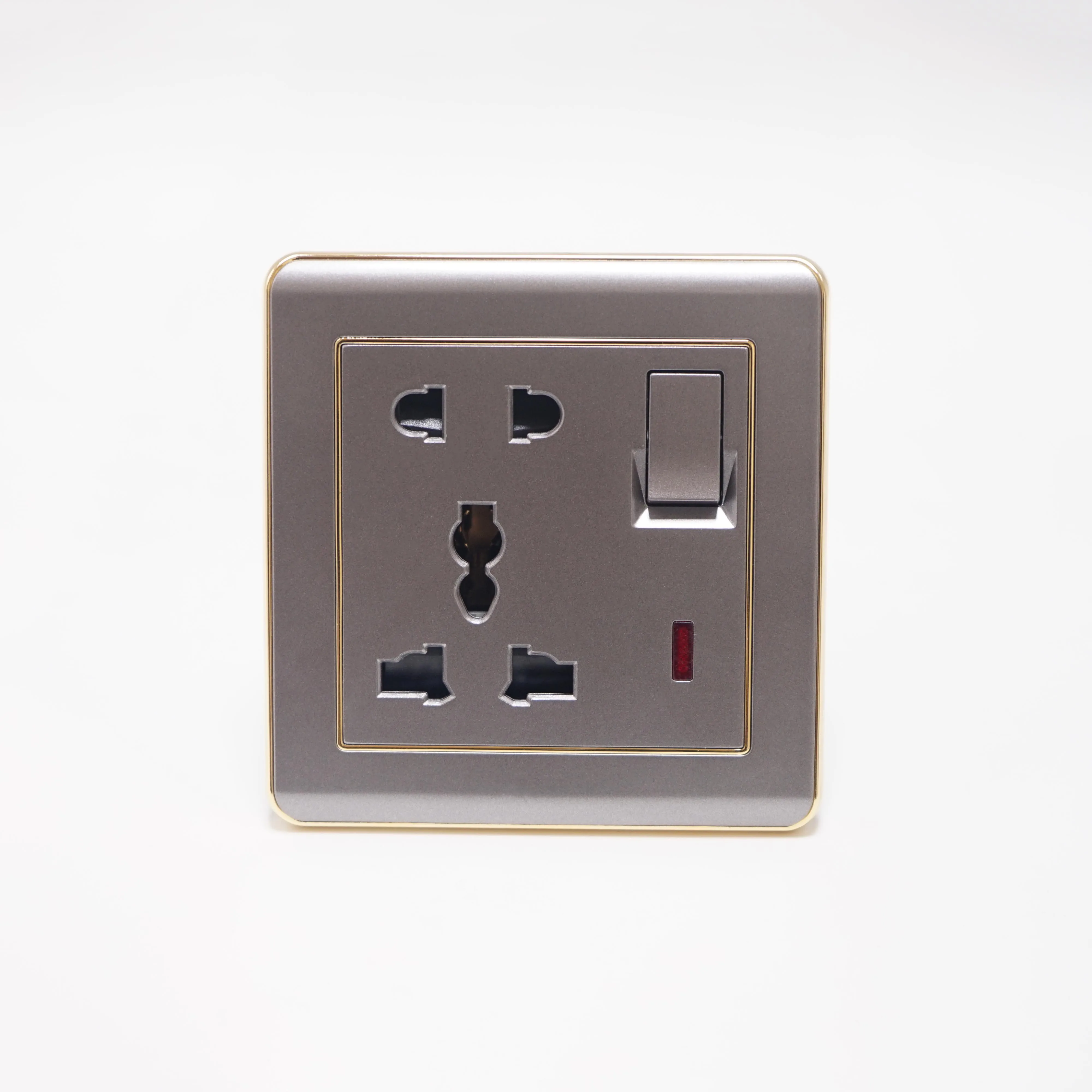 V8 Range 1 Gang Switch +5 Pin Socket + Neon White Color Silver ...