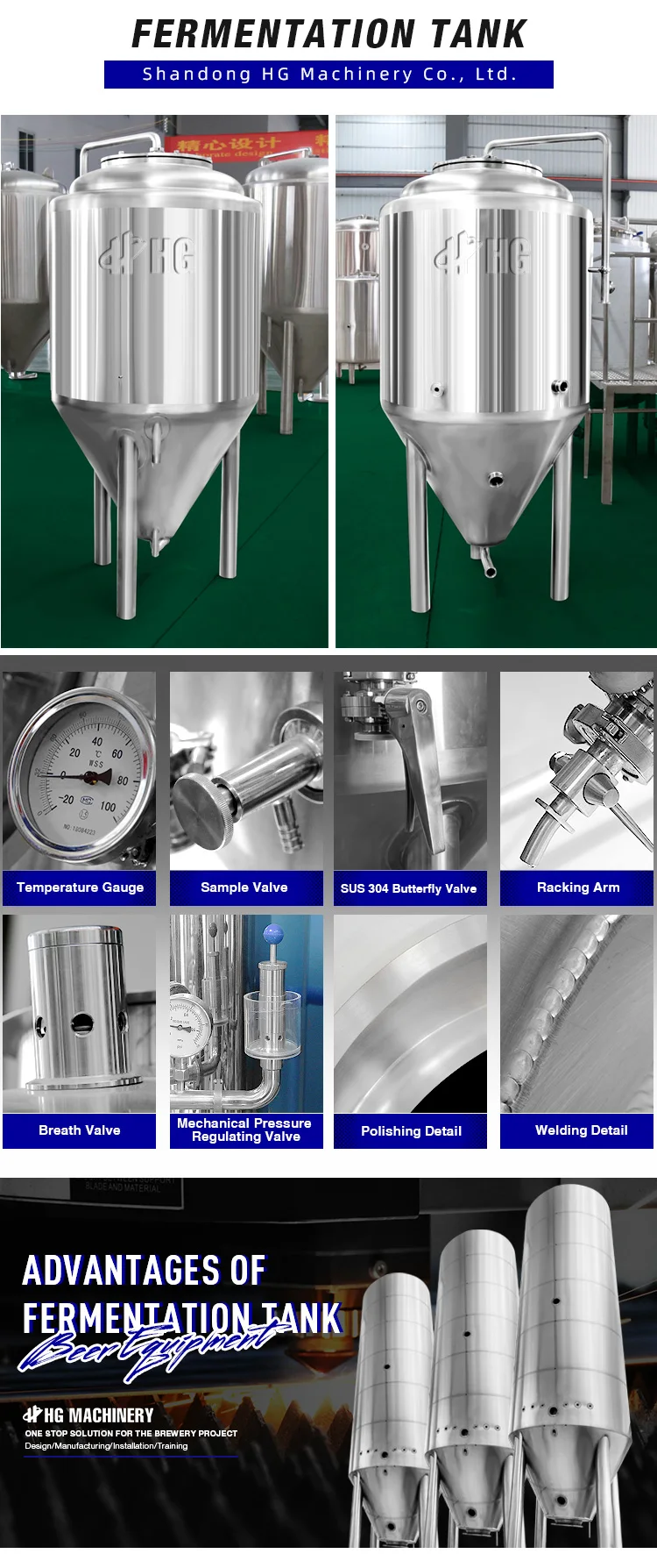 Temperature Controlled 300L Conical Wine Fermentation Tank with Cooling ...