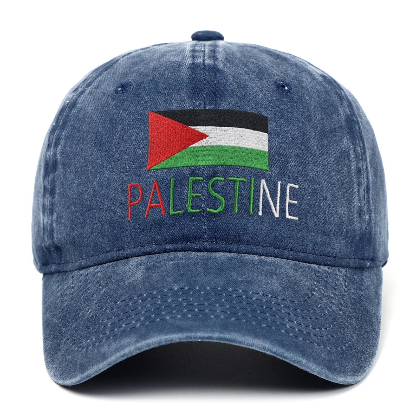 Outdoor Washed Denim Embroidery Palestine Flag Baseball Cap Custom Logo ...