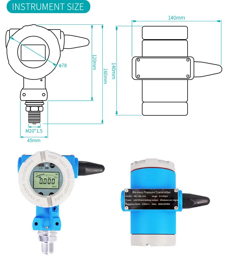 Aice Wireless Pressure Transmitter Gsm Wireless Water Pressure ...