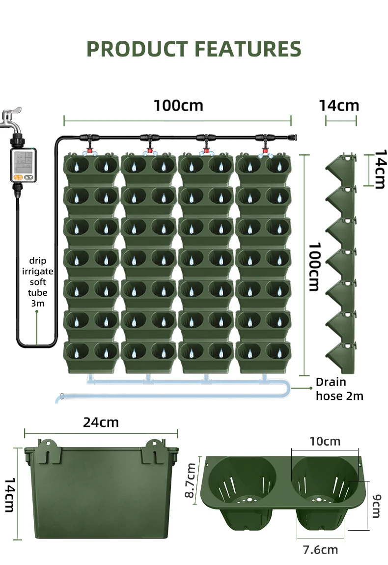Wholesale Vertical Stackable Wall Planter with Drip Irrigation System