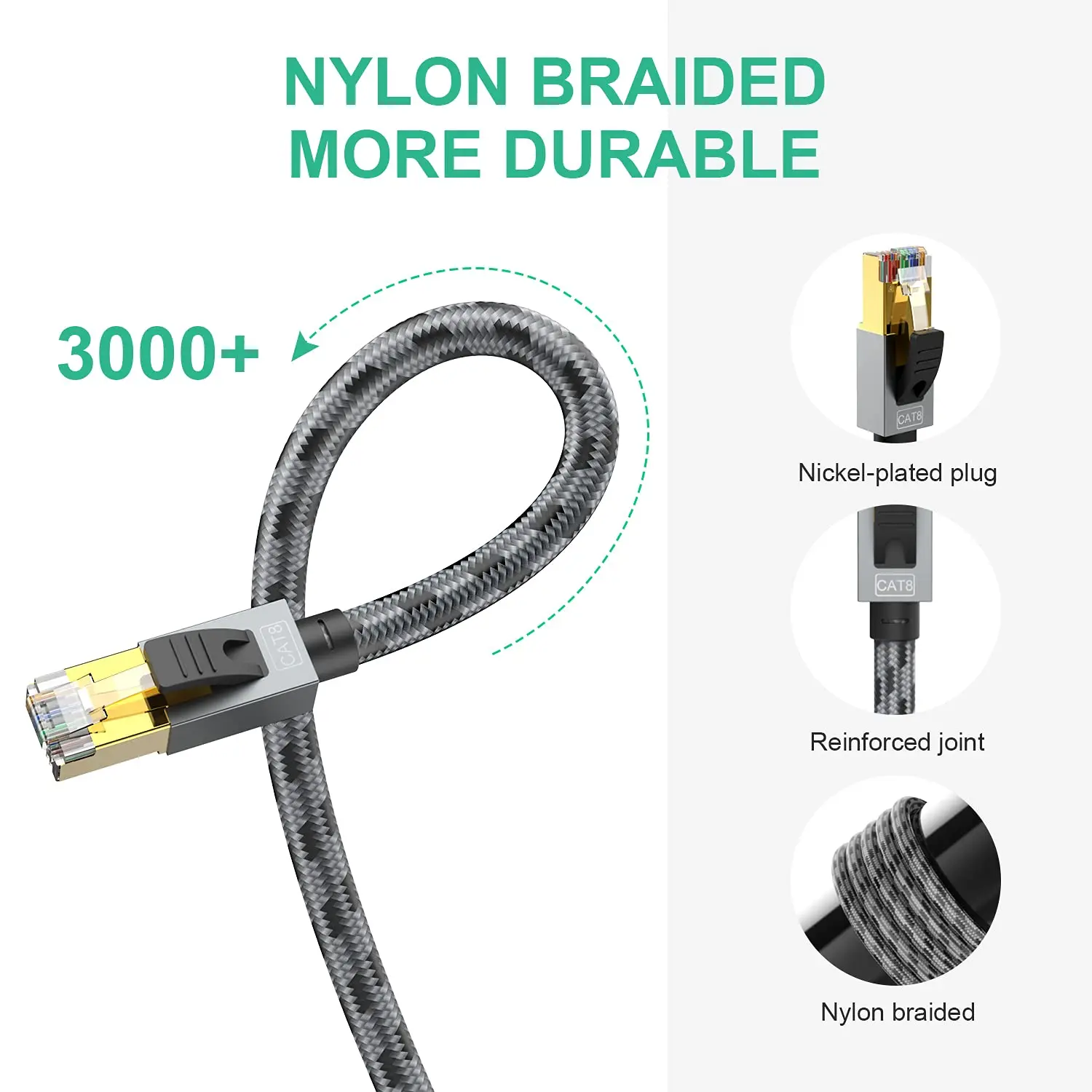 Aluminum Alloy Ethernet Cable Cat 8 Ethernet Cable Internet Network ...