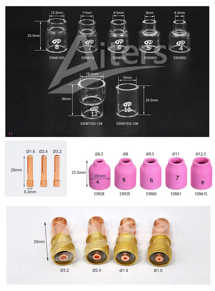 TIG Pyrex Glass Cup 71PCS Kit for WP-17/18/26 Accessories