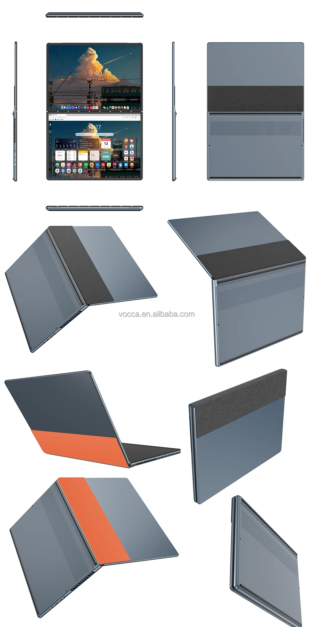 Intel N100 4core Ddr5 13.5inch Dual Screen Laptop Dual Screen Notebook ...