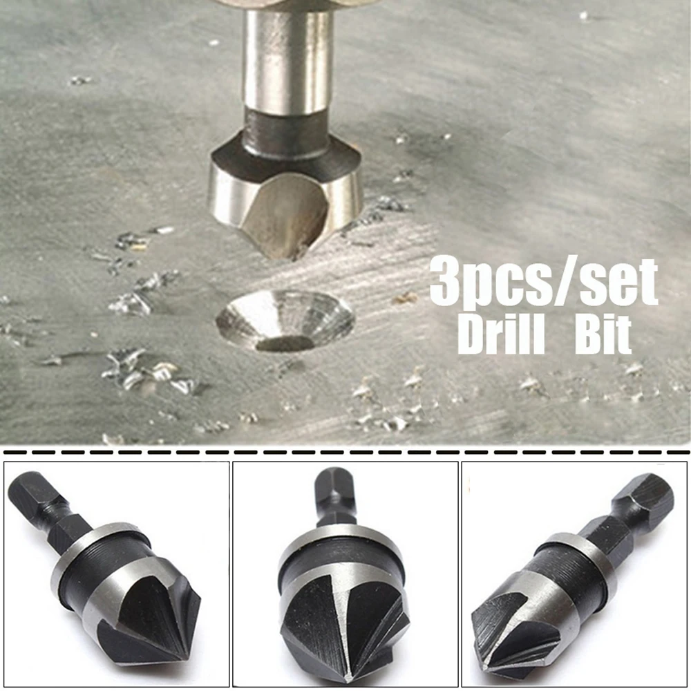 3pcs/set Hex Countersink Boring Set For Wood Metal Quick Change Drill ...