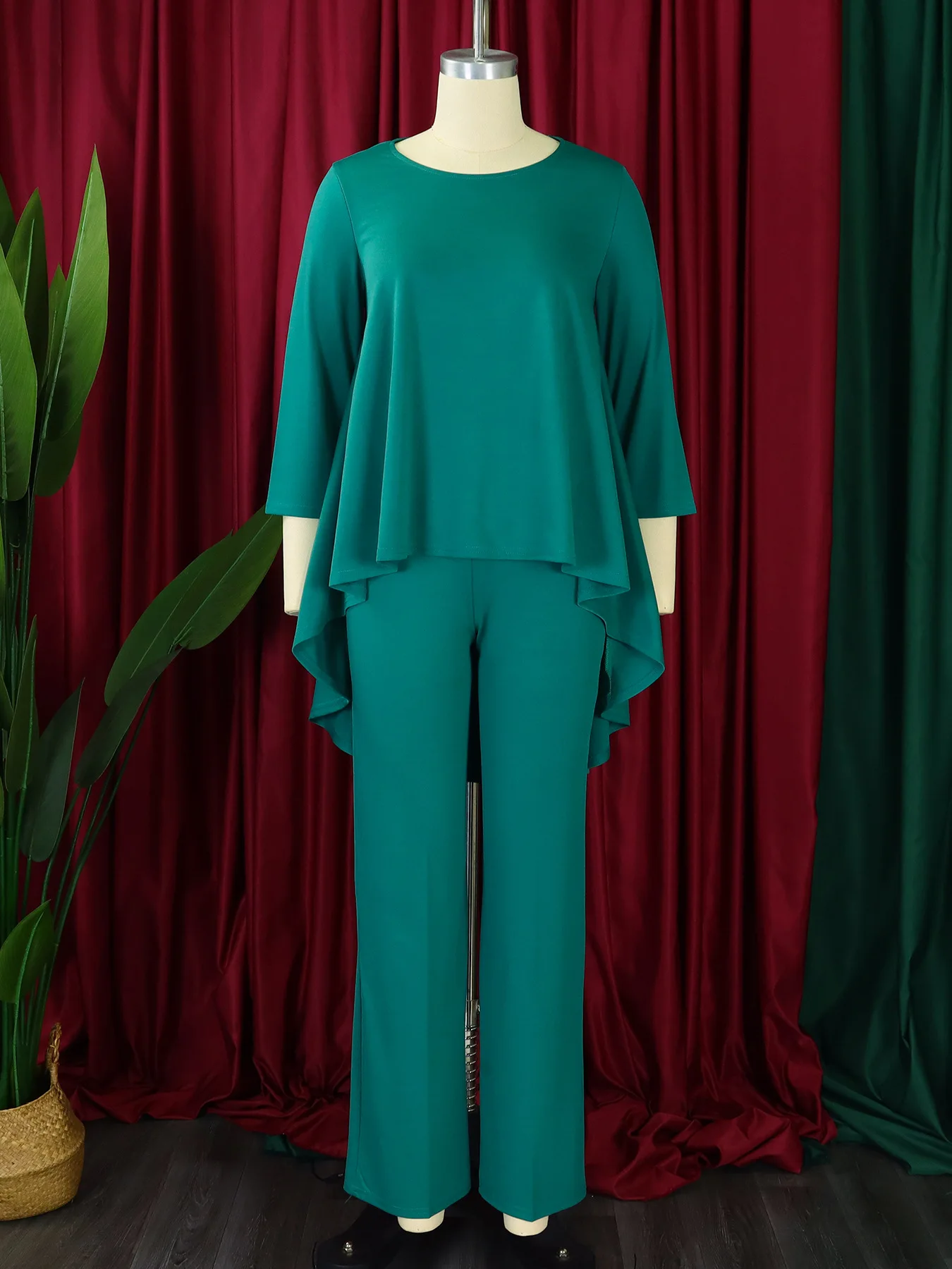 Elegant Two Piece Set For Women - Long Sleeve Top & Wide Leg Pants ...