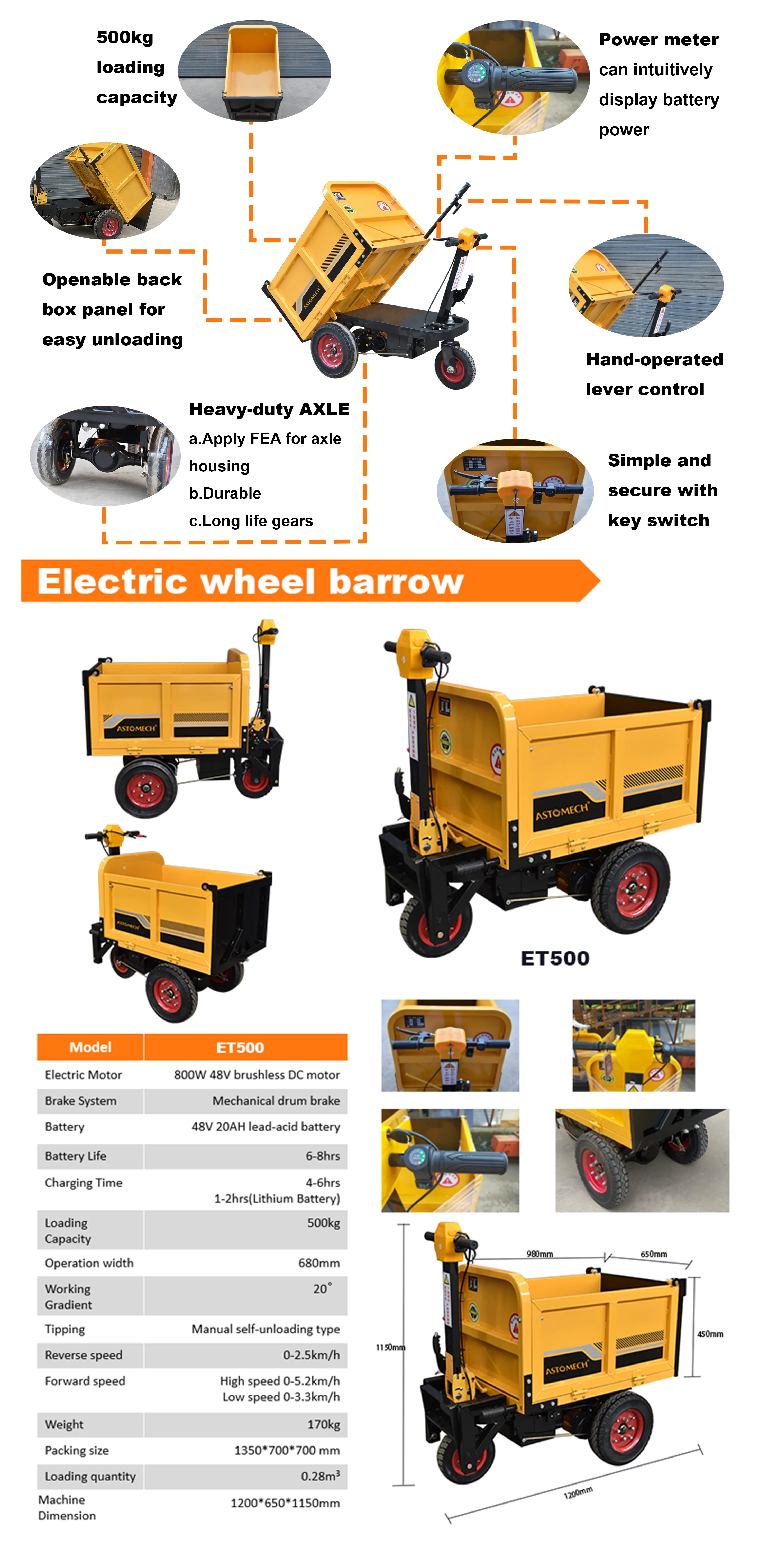 Motorised Dumper Concrete Buggy Battery Power Wheelbarrow For Sale ...