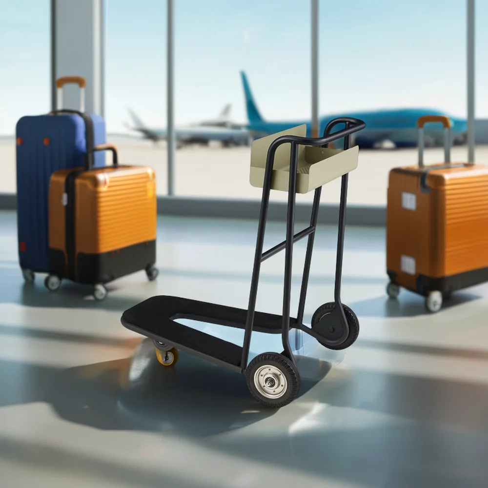 High-end Black Baggage Trolley Rose Gold Bellman Mobile Luggage Hand ...