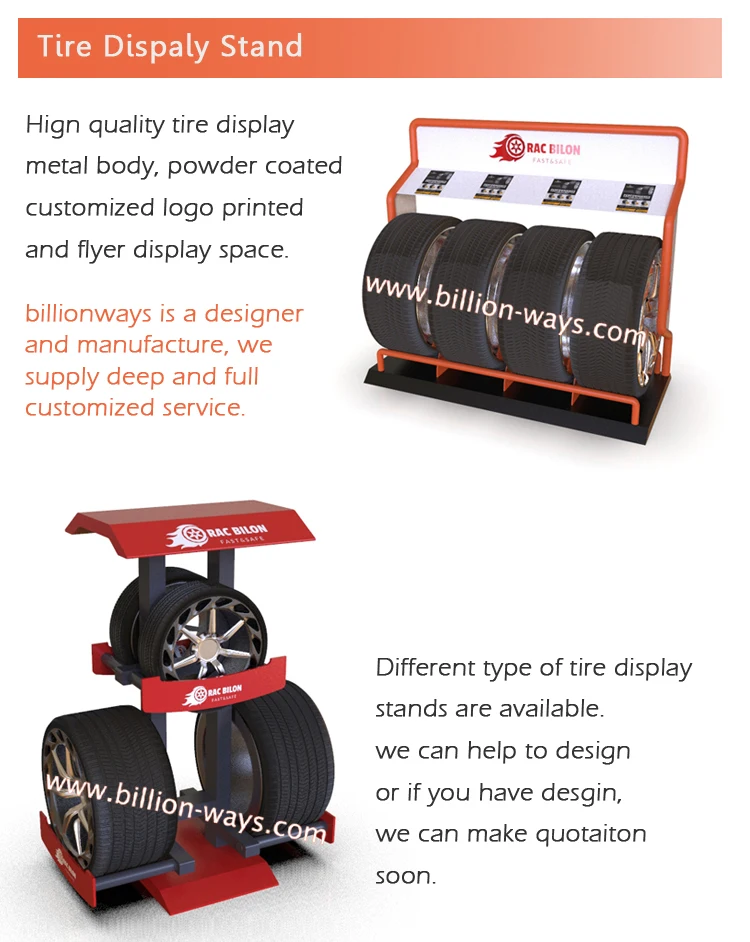 Sample Custom Exhibition Floor Standing Metal 3 Tyre Display Stand Car ...
