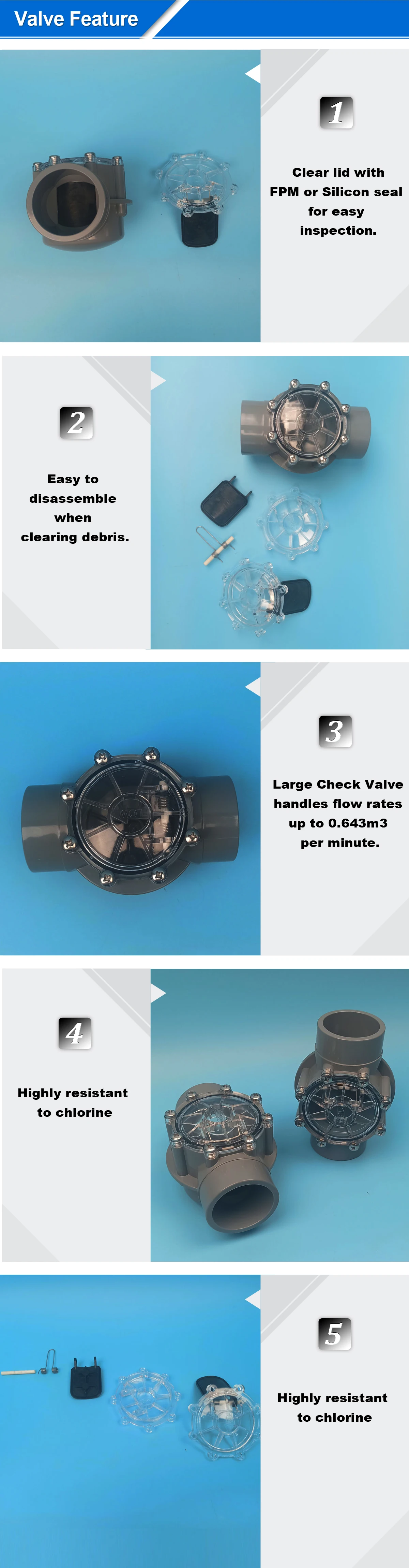 Spring Check Valve CPVC Swimming Pool Valve - YDKLSP