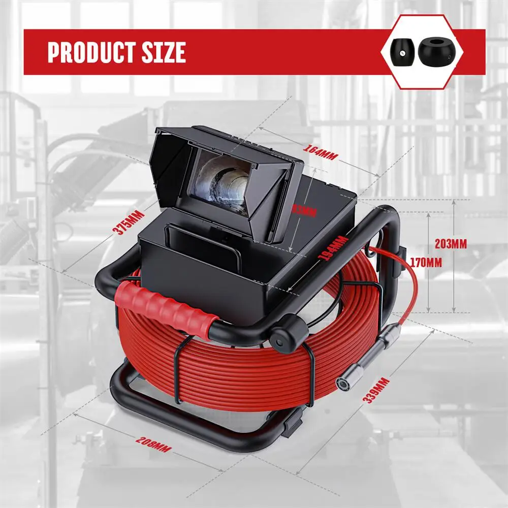50M Sewer Pipe Inspection Camera - Night Vision & Waterproof