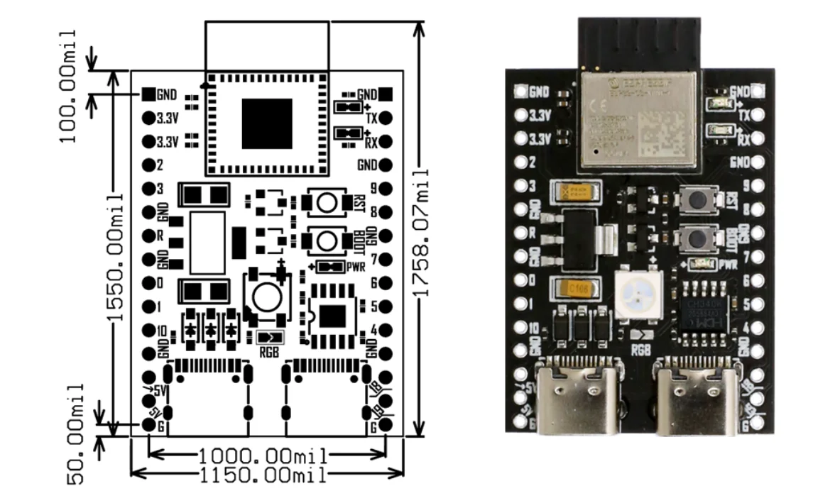 Yd-esp32-c3 Esp32-c3-devkitm-1 Dual Usb Development Board Pyboard ...