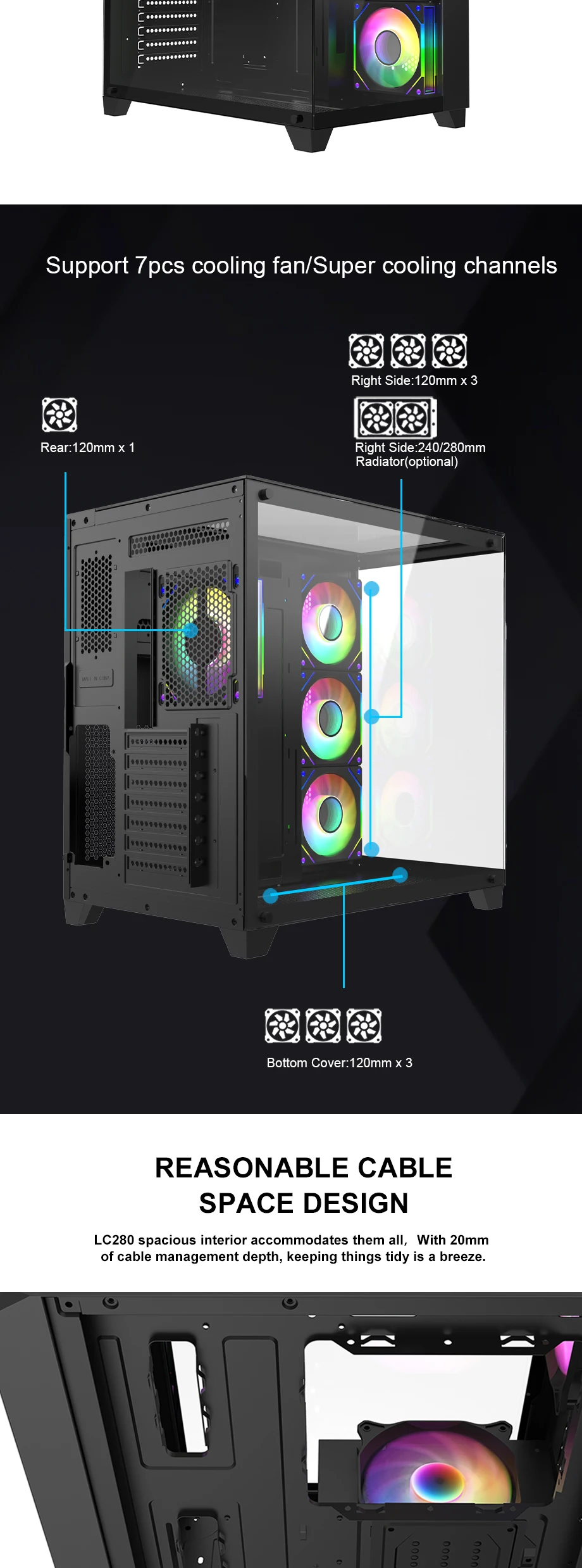 2024 New Trend PC Case High Quality OEM ODM 3 Sides Tempered Glass ...