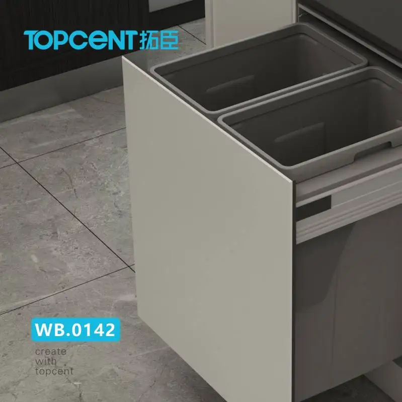 TOPCENT 20L Plastic Recycle Dustbin Kitchen Cabinet Built in Waste Bin ...