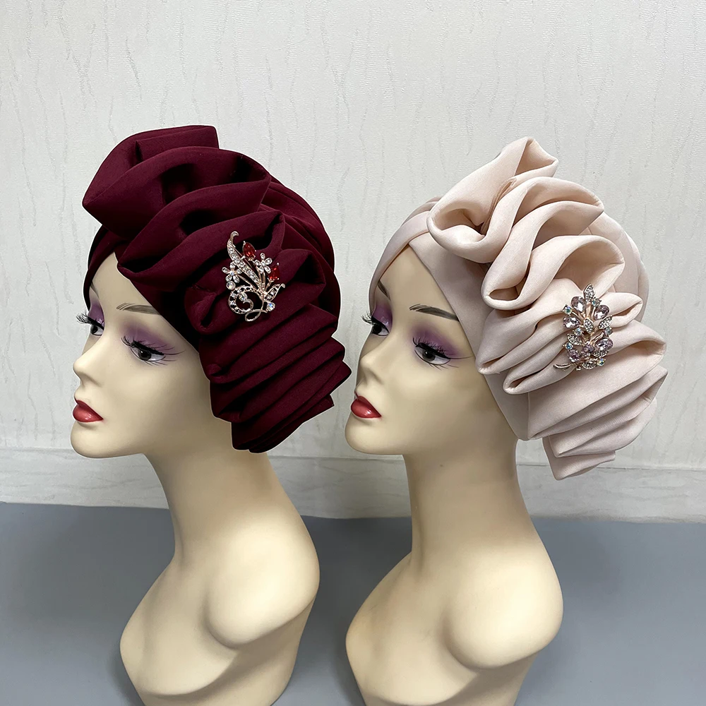 Mh-1129 2024 New Design Female Fashion Plain Space Cotton Turban ...