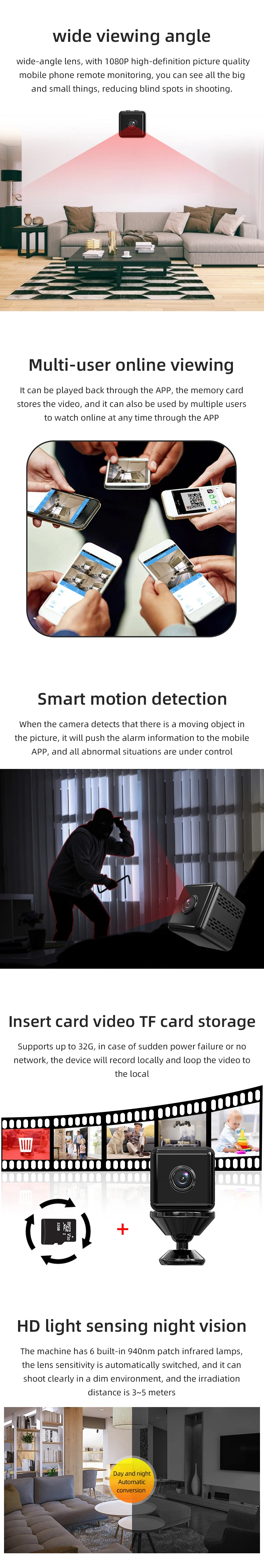 QZT Mini Wireless Camera with Night Vision & Motion Detection, OEM