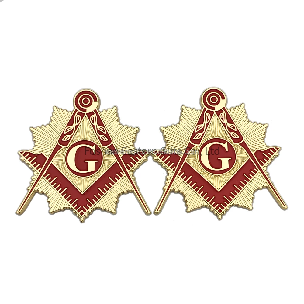 Masonic logo Metal Car Badge Antique 3'' Freemasory Regalia Emblem Cut ...