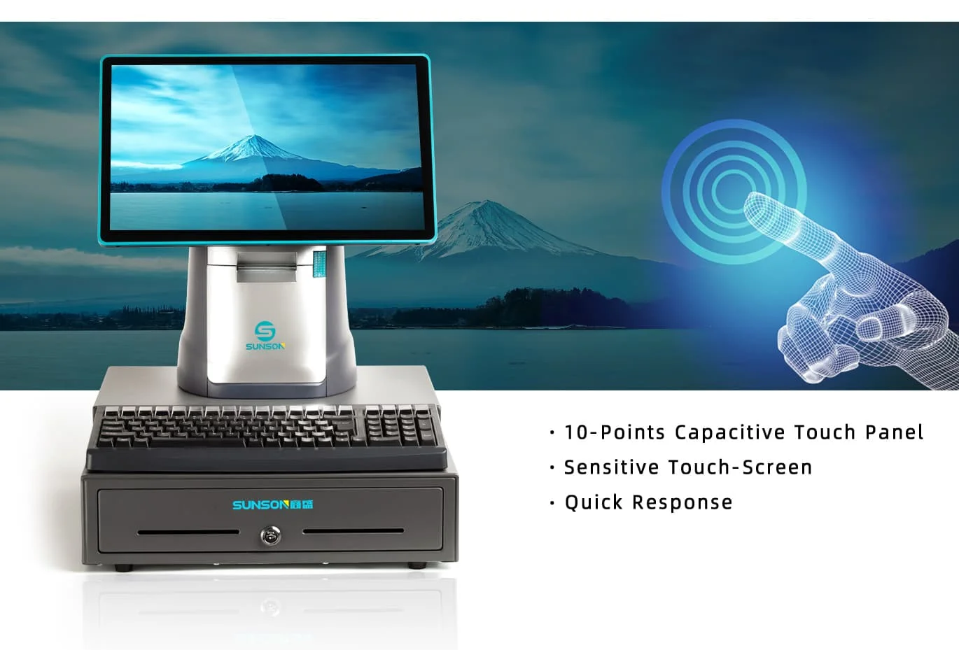 15.6 Inch Dual Touch Screen Computer POS System Machine Monitor Win 7 ...