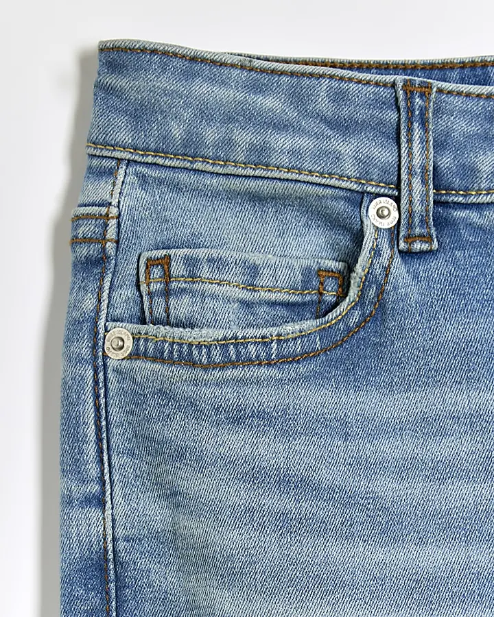 New 2024 Boys Blue Ripped Slim Fit Jeans Yong Stretched Denim Pants ...