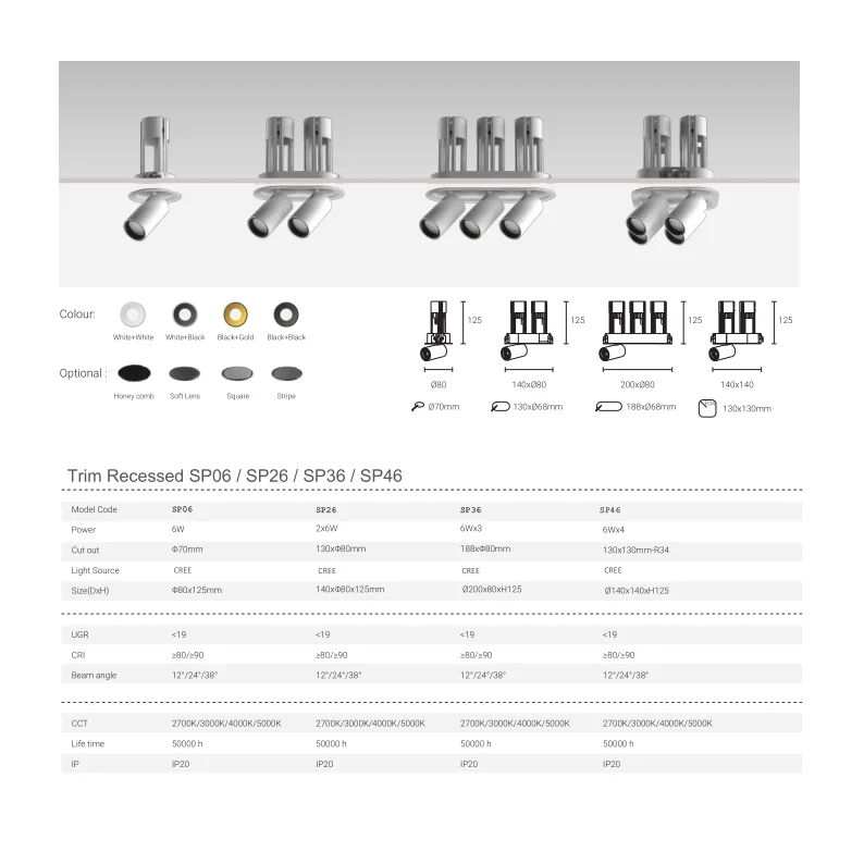 Round Square Trim Trimless Recessed Led Pull Out Down Ceiling Light 6w ...