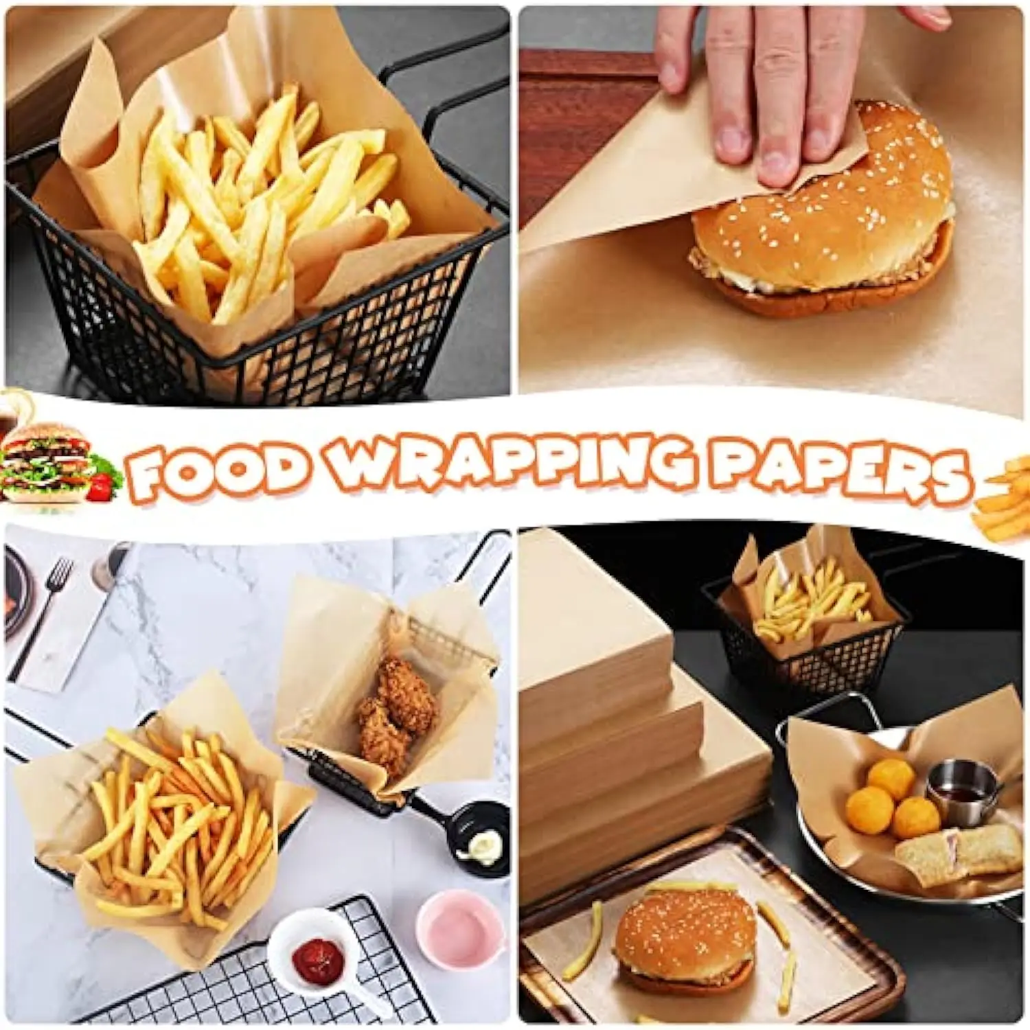 Kraft Paper Food Tray And Containers Brown Holders With Greaseproof ...