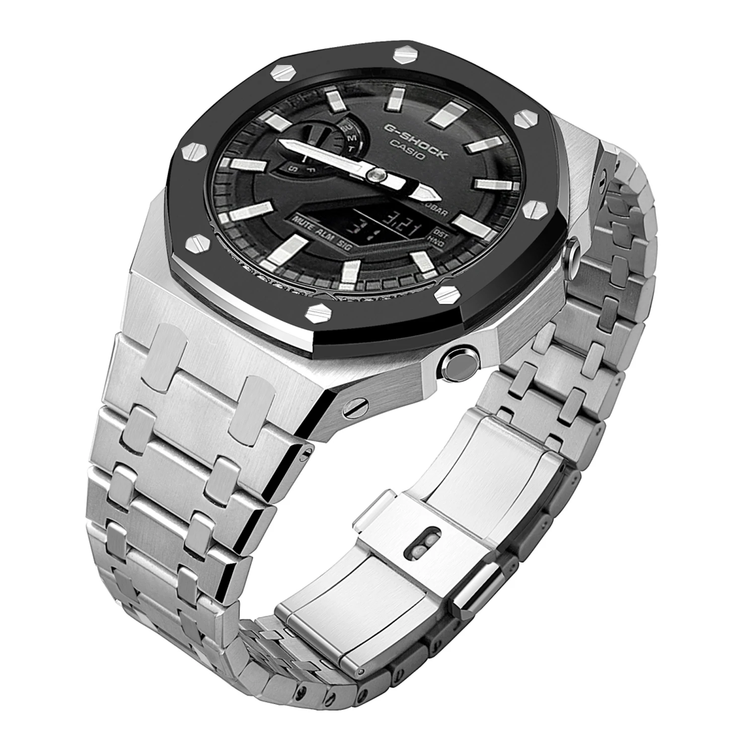 Luxury Gshock Ga2100 Rubber Strap Metal Bezel Parts Accessories Watch ...
