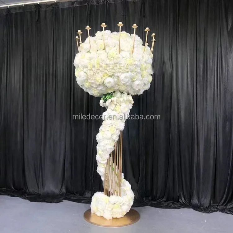 Gold Metal Large Tall Floral Display Riser for Wedding