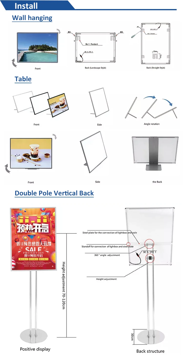 Wholesale Glass Slim Poster Light Boxes With Aluminum Frame For ...