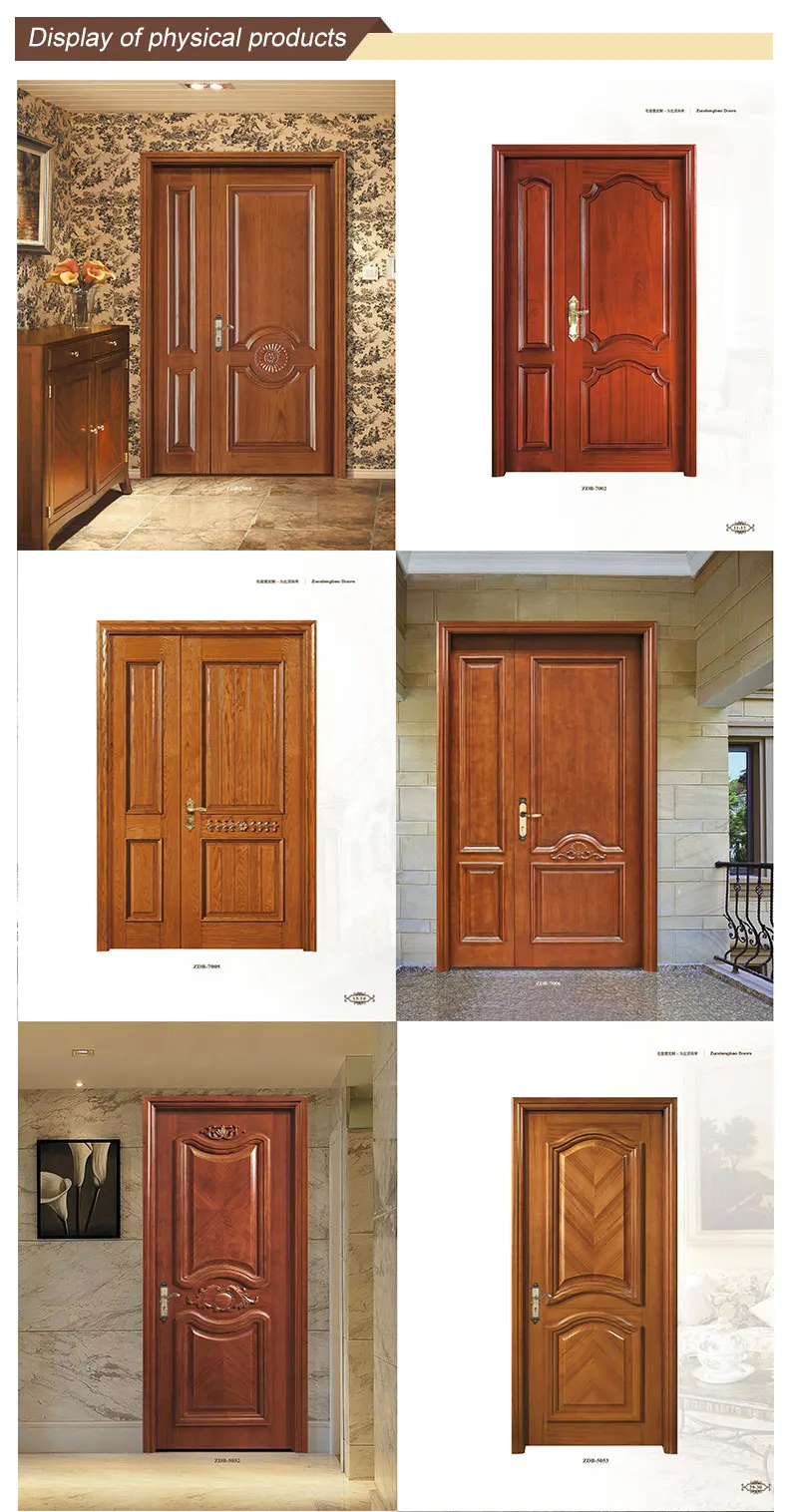 Luxury Unequal Leaf Door Wooden Main Entrance Solid Security Double ...