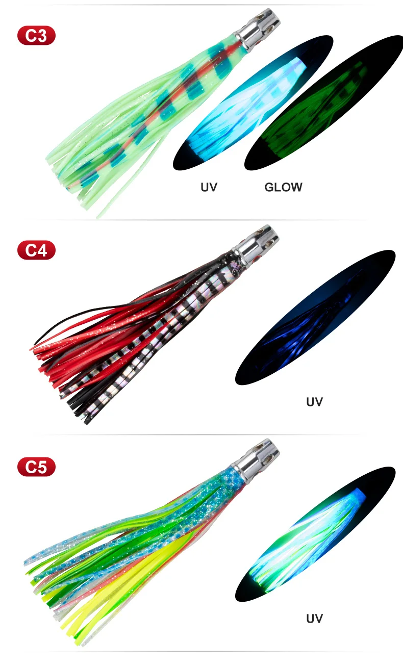 TEASER Octopus Skirts Tuna Soft Trolling Lures 6.5inch 16.5cm Topwater ...