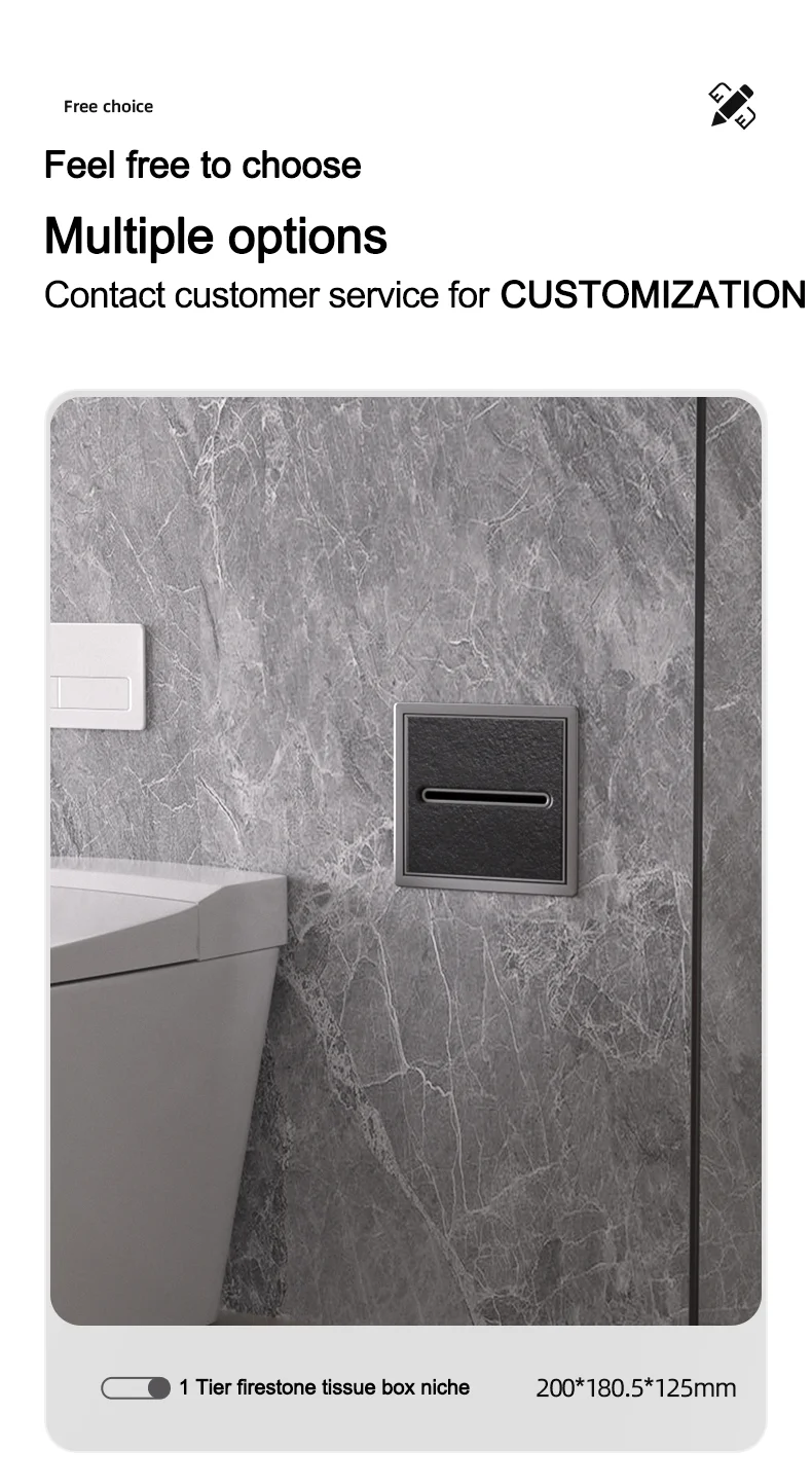 Luxury Single Layer Firestone Recessed Tissue Box Durable Bathroom ...
