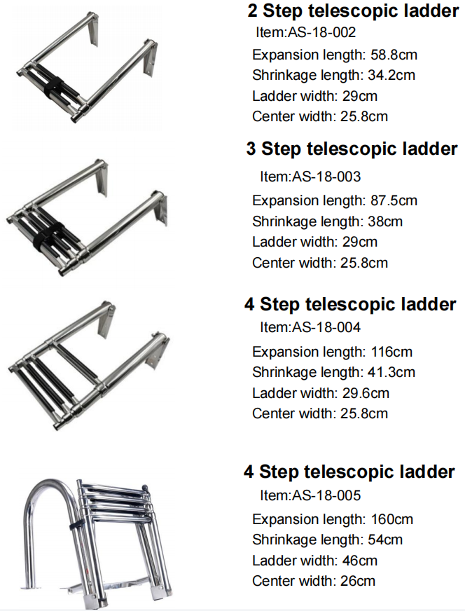 4 Step Pontoon Boat Ladder Stainless Steel Ladder Folding Over Dock ...
