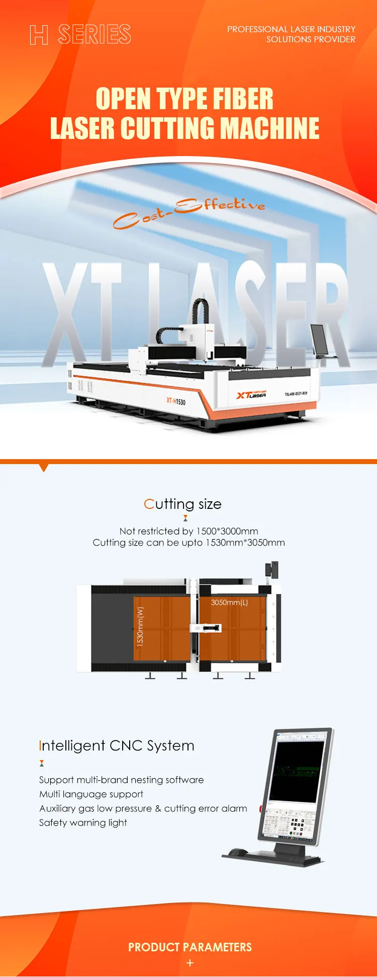 XT LASER H1530 3000W Fiber Laser Cutting Machine for Stainless & Carbon ...
