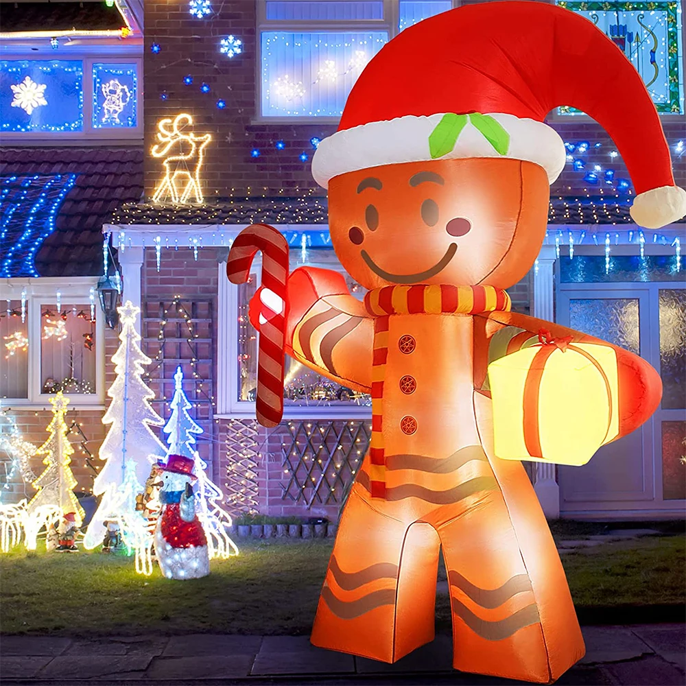 Christmas Inflatable Led Lighted Gingerbread Man Blow Up Xmas Party ...
