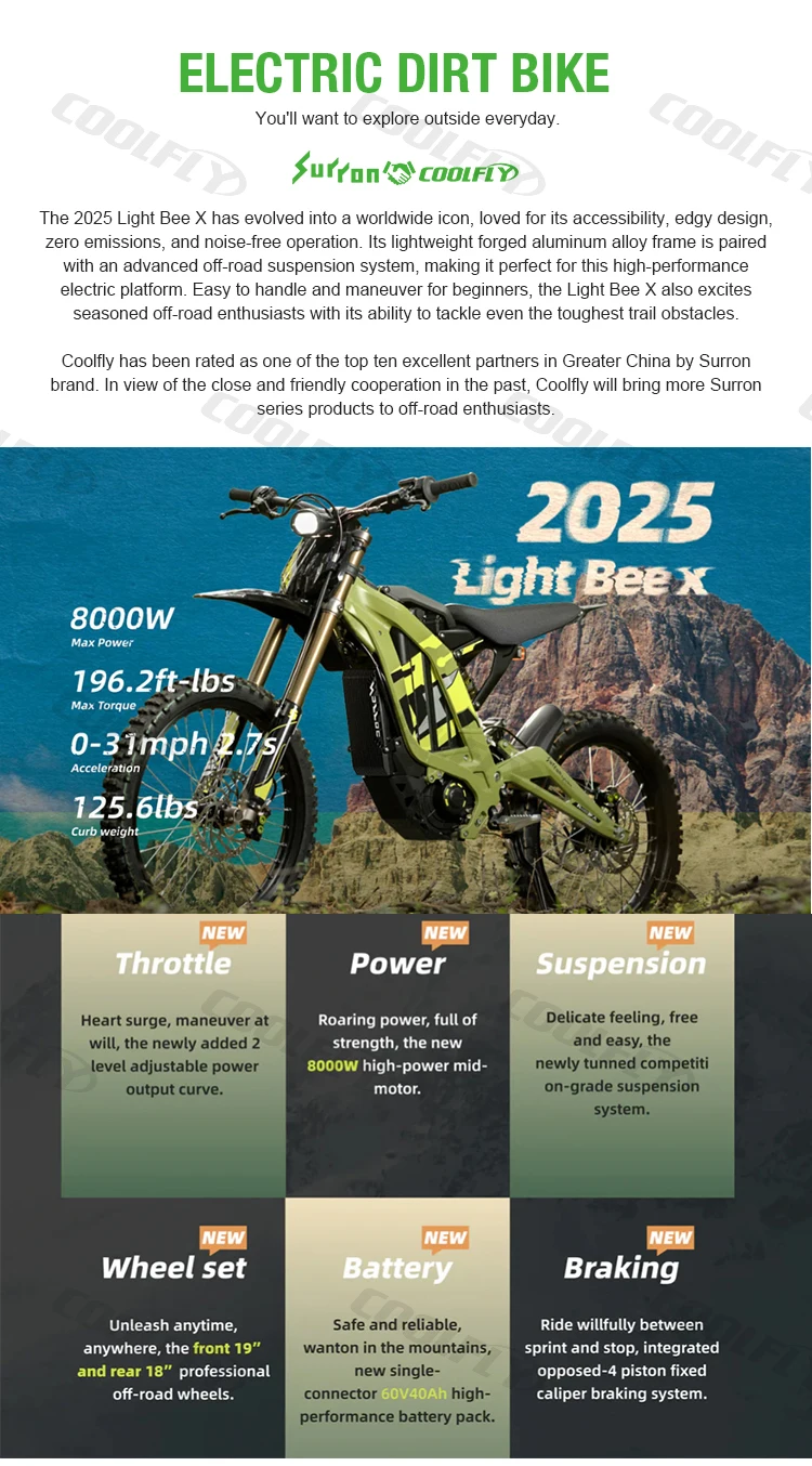 Hot sale surron light bee x 2025 60v 8000W brushless motor talaria ...