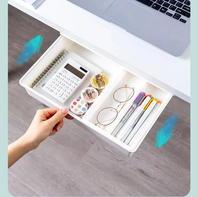 Hidden Office Under Desk Storage Rack Pasting Drawer And No Punching ...