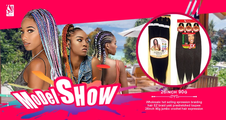 Pre Stretch Easy Braiding Hair 26inch Synthetic Ombre Jumbo Extension ...