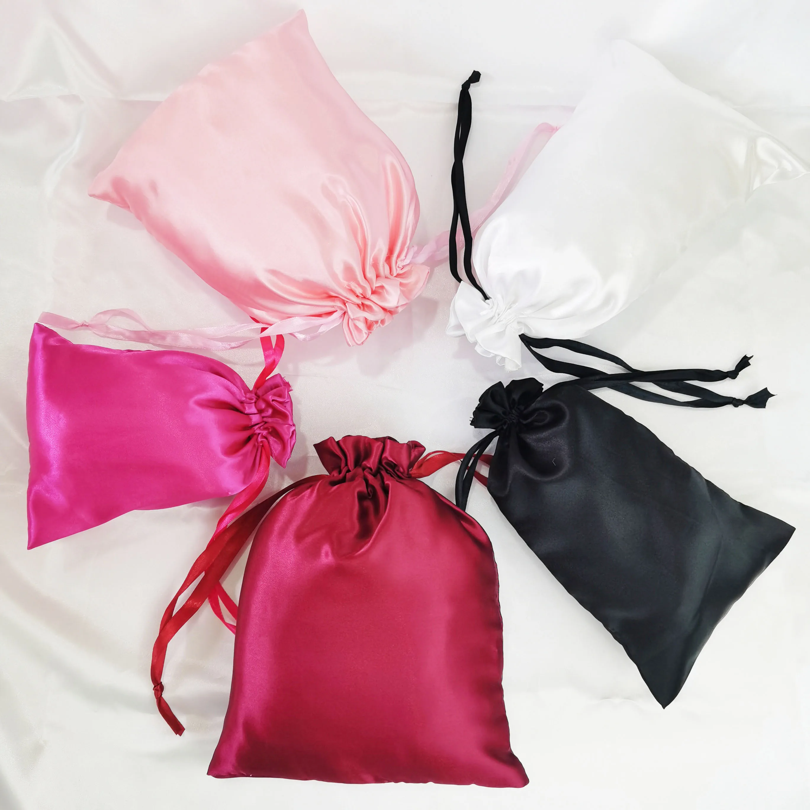 Manufacture Custom Satin Underwear Bags Logo Silk Bag Hair Bundles Dust ...