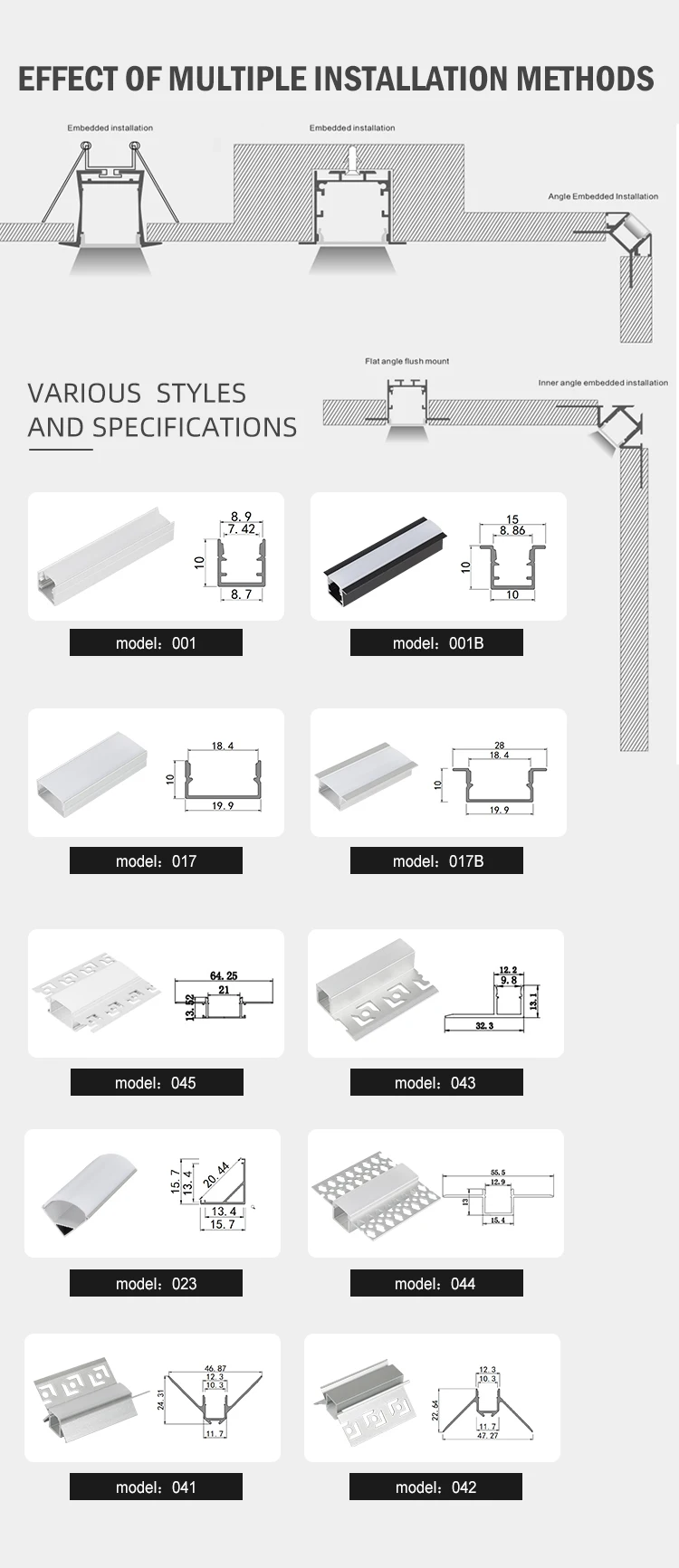 Cabinet Led Strip Light Embedded 3500k Concealed Lamp Slot U-shaped ...