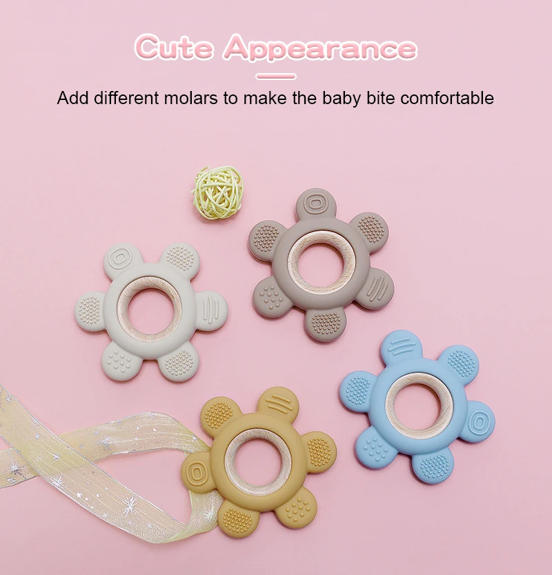 Silicone Antlers Wooden Round Wreath Eco-friendly Baby Teether Baby ...