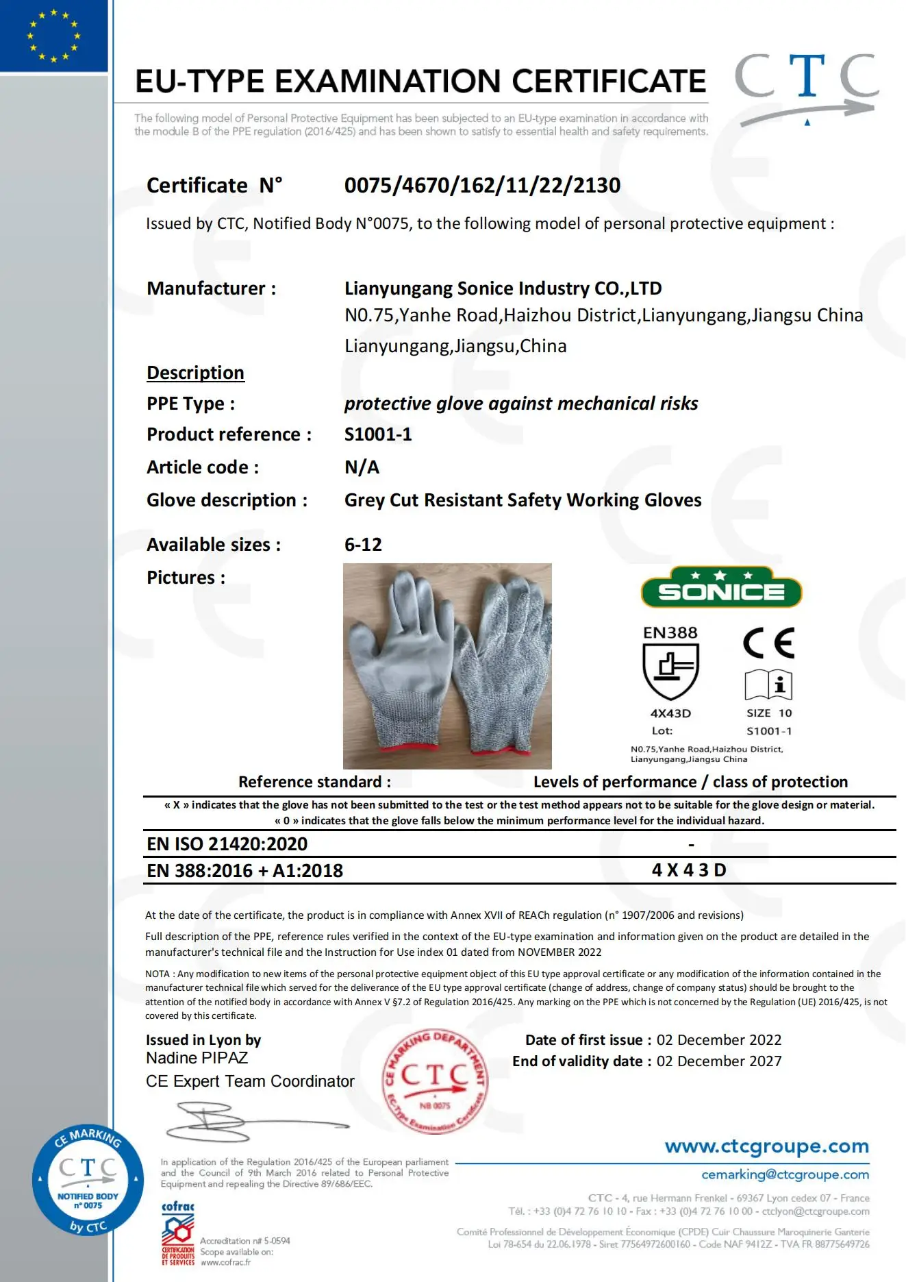 HPPE En388 Cut-Resistant Gloves Level 5 Anti-Cut PU Coated Construction ...