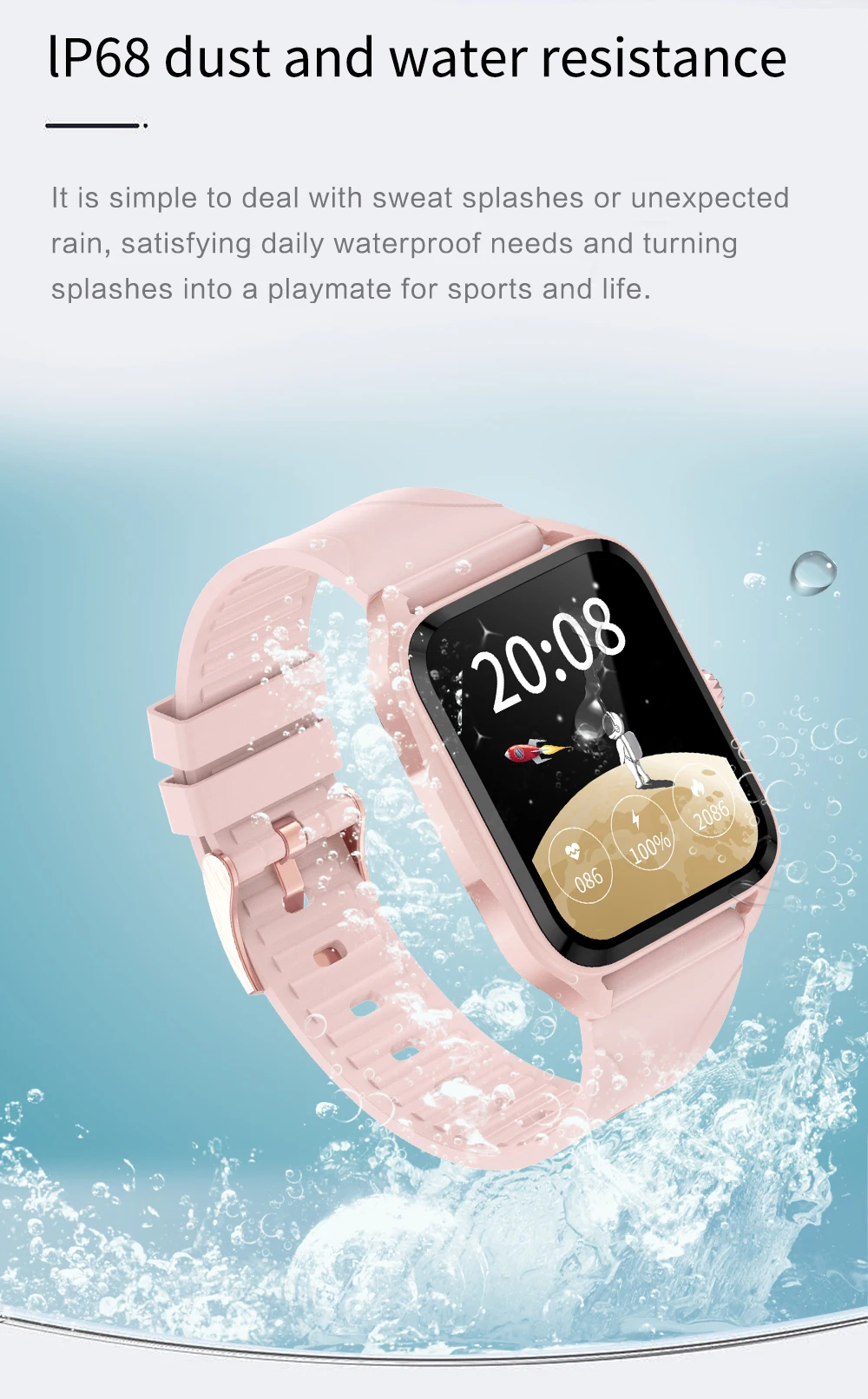 Square Screen Rtl8763ew Men Women Smart Watch Ip68 Waterproof 280mah ...