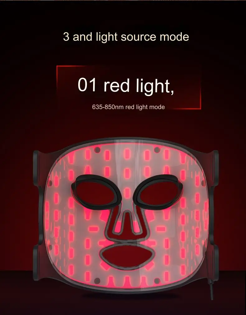 A423 Three Color Led Face Light Therapy Silicone Mask Wireless Face ...