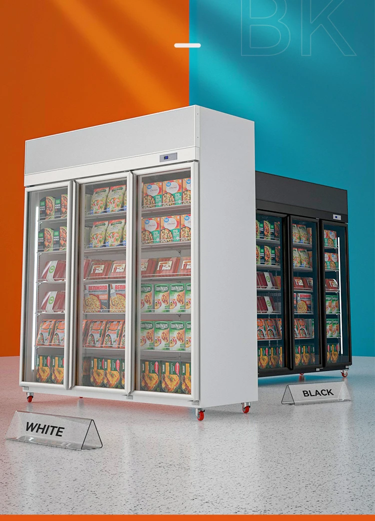 Quick Freezing Showcase Frozen Food Glass Door Display Freezer For ...